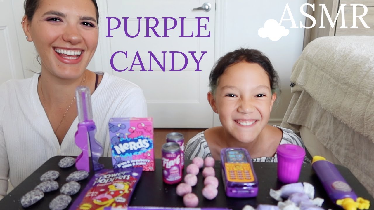 ASMR eating purple candy💜(chewy/ crunchy sounds) - YouTube