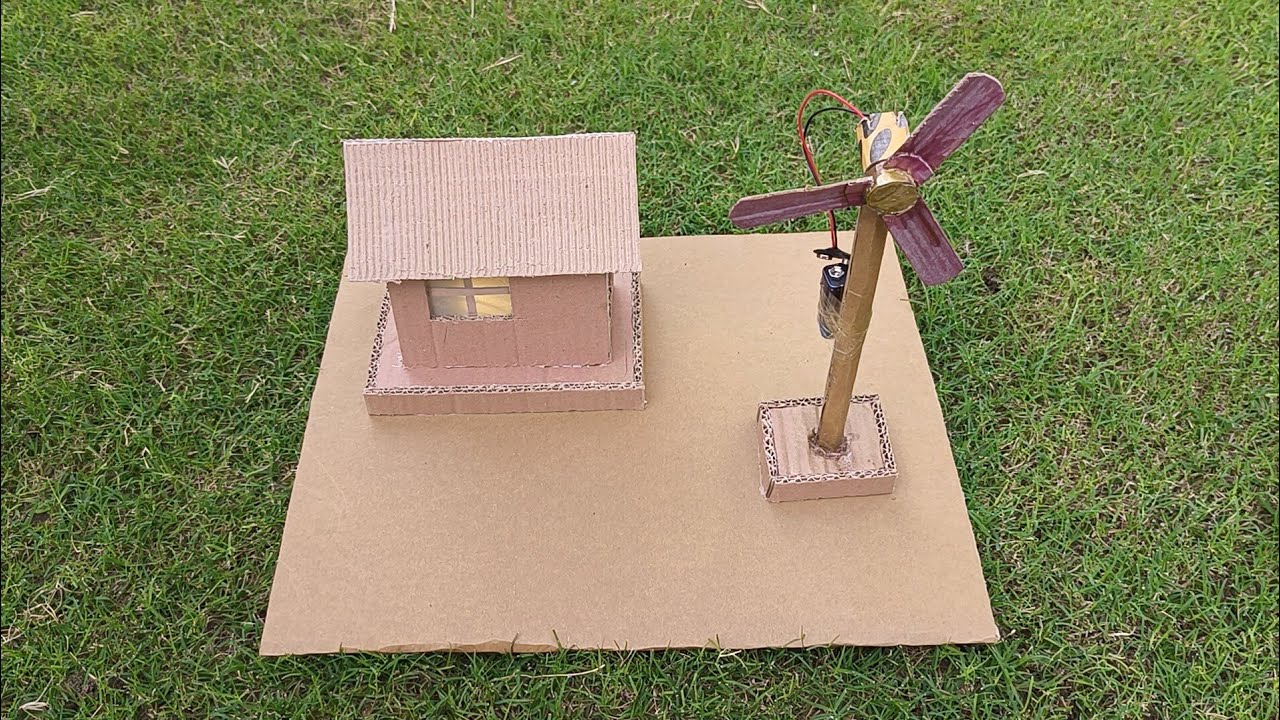 Working Model Of A Wind Turbine From Cardboard || How To Make A Wind ...