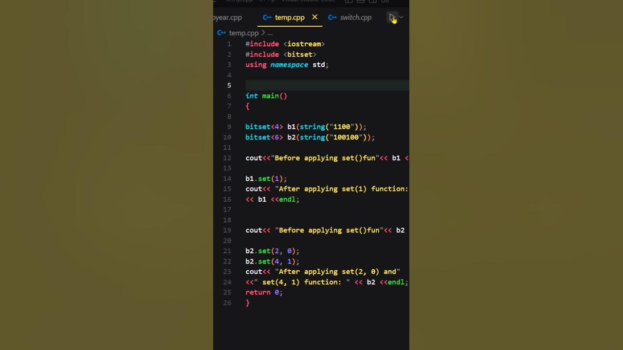 Bitset Program In C Codesoon Coding Codingshortvideo Youtube