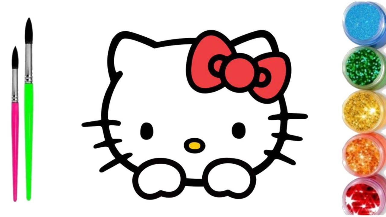 beautiful Hello Kitty face drawing painting and colouring for kids ...