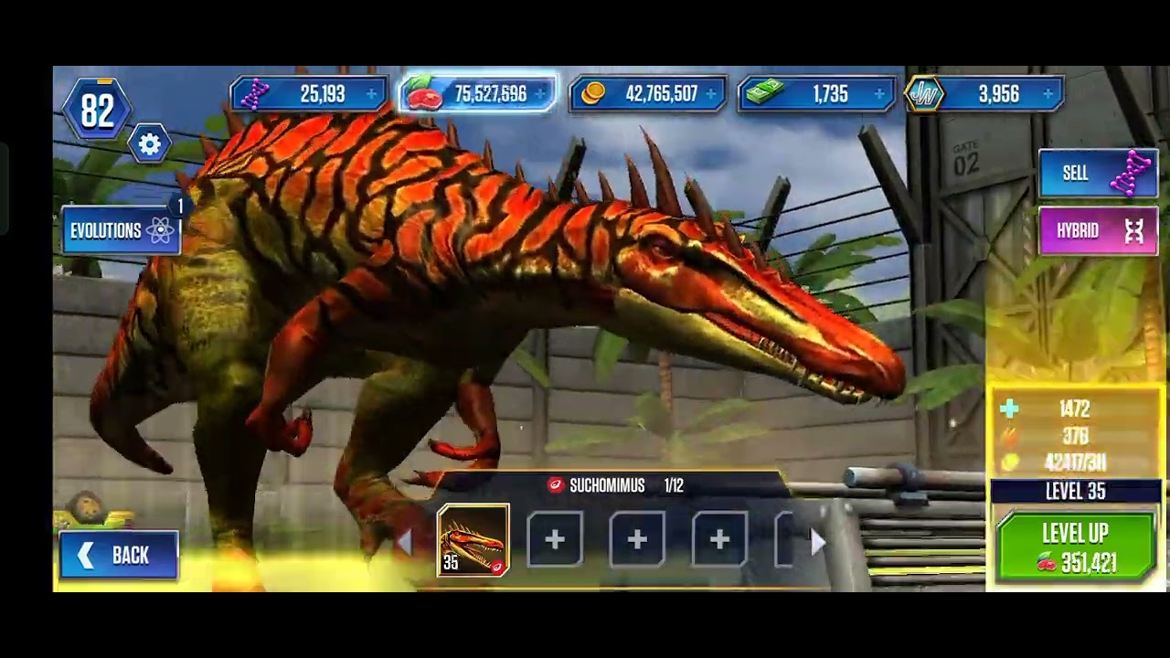 SUCHOMIMUS UPDATE MAX LEVEL 40 BATTLE / Jurassic world the game #1365 ...