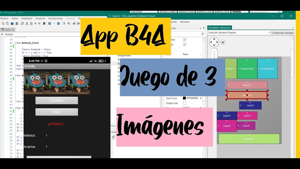 App en B4A "Juego de 3" - YouTube
