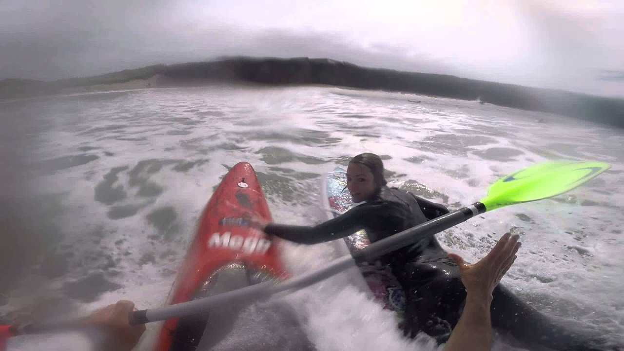 Kayak surfing, Cable Bay, Anglesey, Summer Storm - YouTube