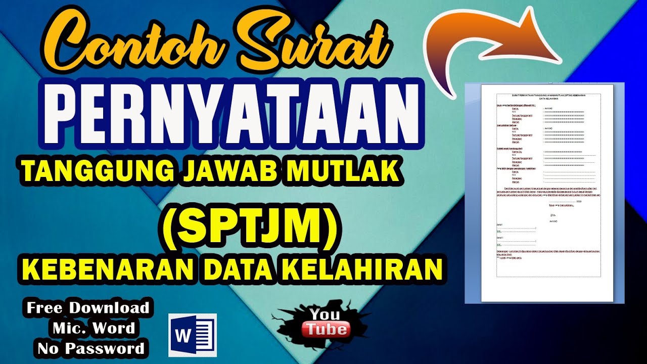 CONTOH SURAT PERNYATAAN TANGGUNG JAWAB MUTLAK (SPTJM) KEBENARAN DATA ...