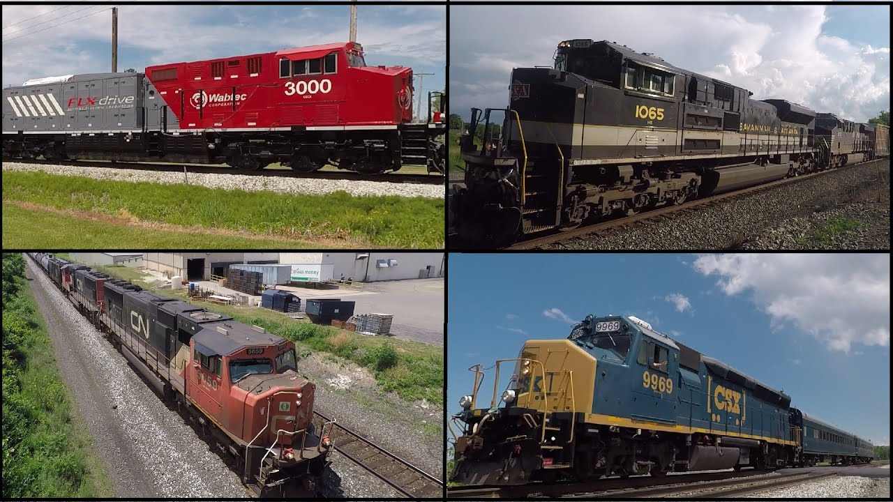 Savannah & Atlanta HU, CSX Geometry Train, CN SD75I Duo, CSX Caboose on ...