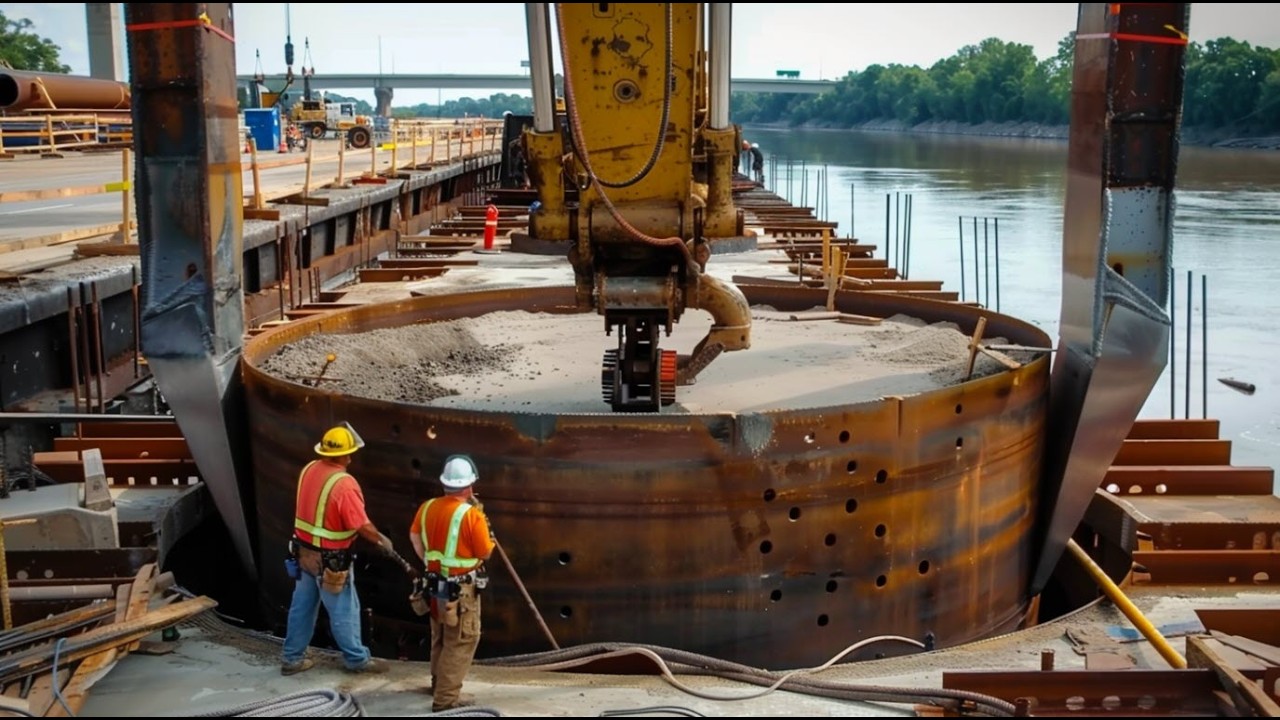 How Steel Casings Are Driven 140ft Deep to Build Underwater Bridge ...