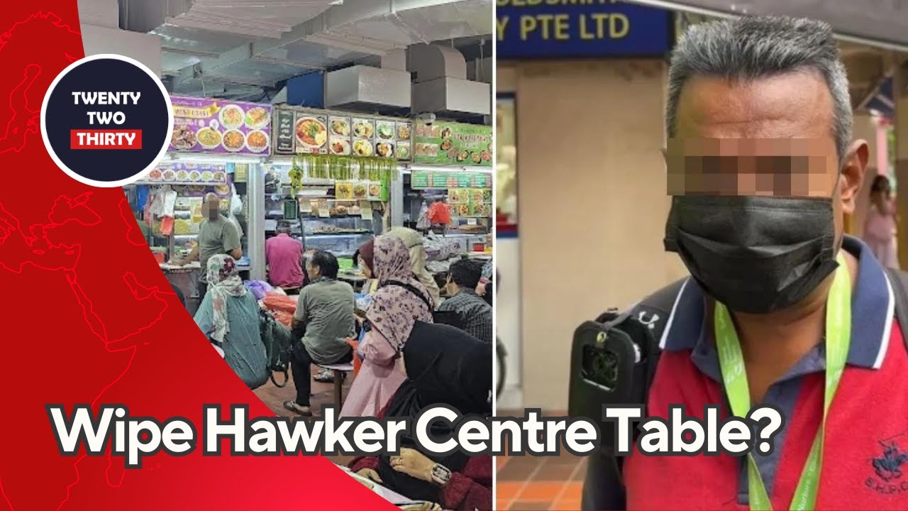 Man Asks NEA Officers If He Has To Wipe Hawker Centre Table - YouTube