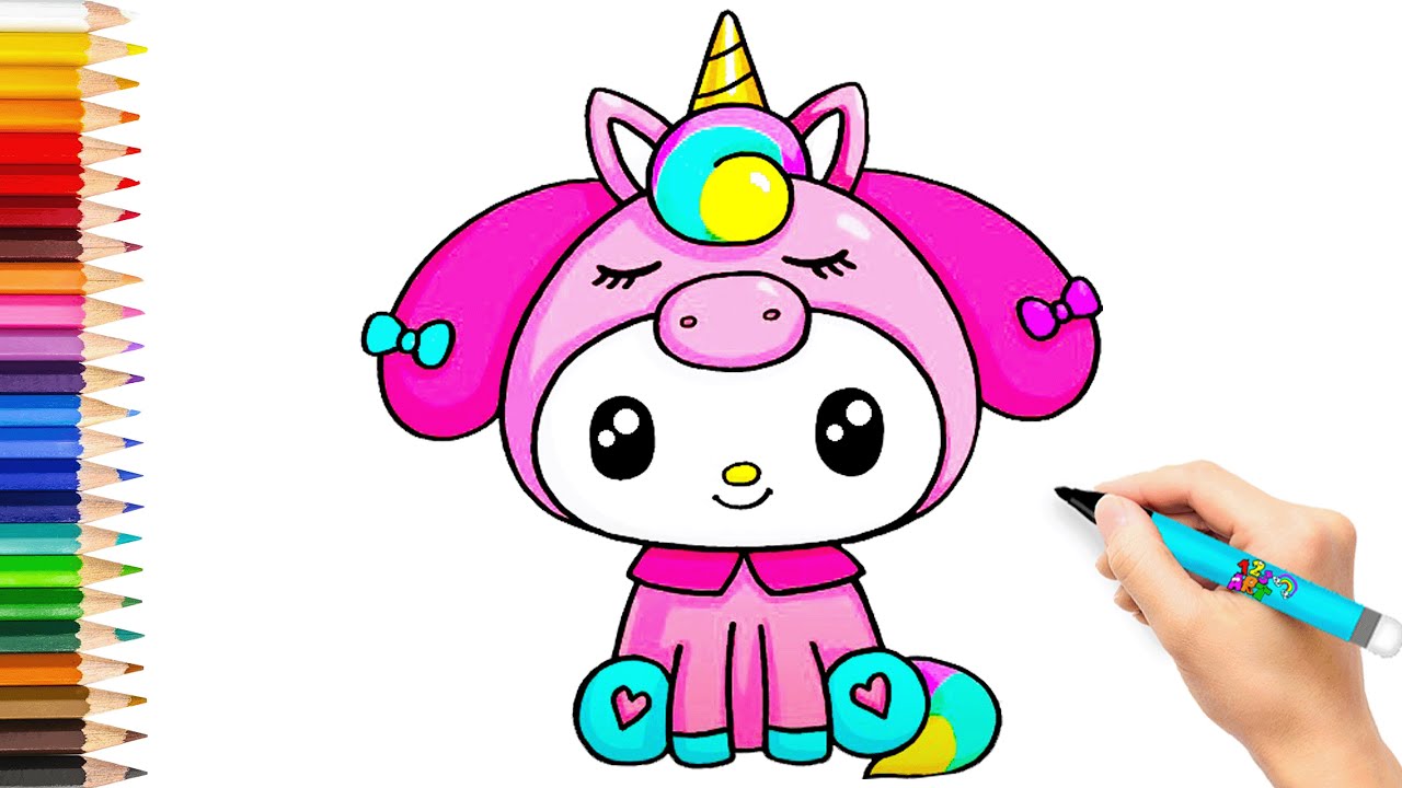 Hello Kitty РИСУНОК 😍 КАК ЛЕГКО НАРИСОВАТЬ Hello Kitty 😍 РИСОВАНИЕ 🌈