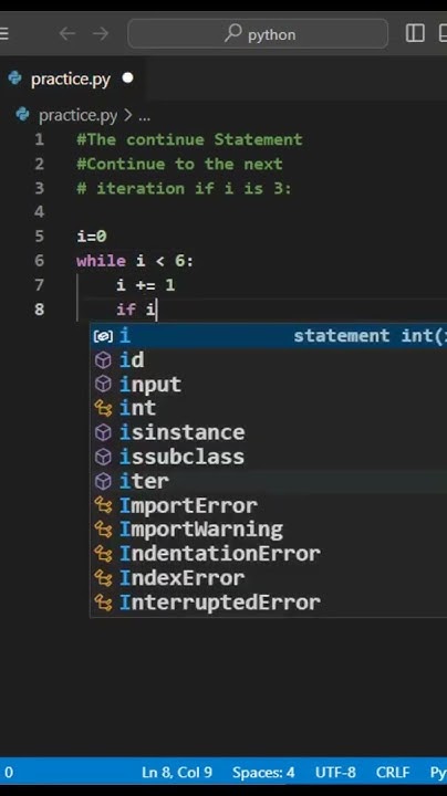 The Continued Statement Python Pythonprogramming Coding Code Pythoncoding Youtube