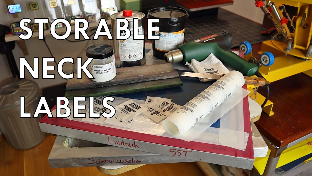 Screen printing storable neck labels with transfer paper - YouTube