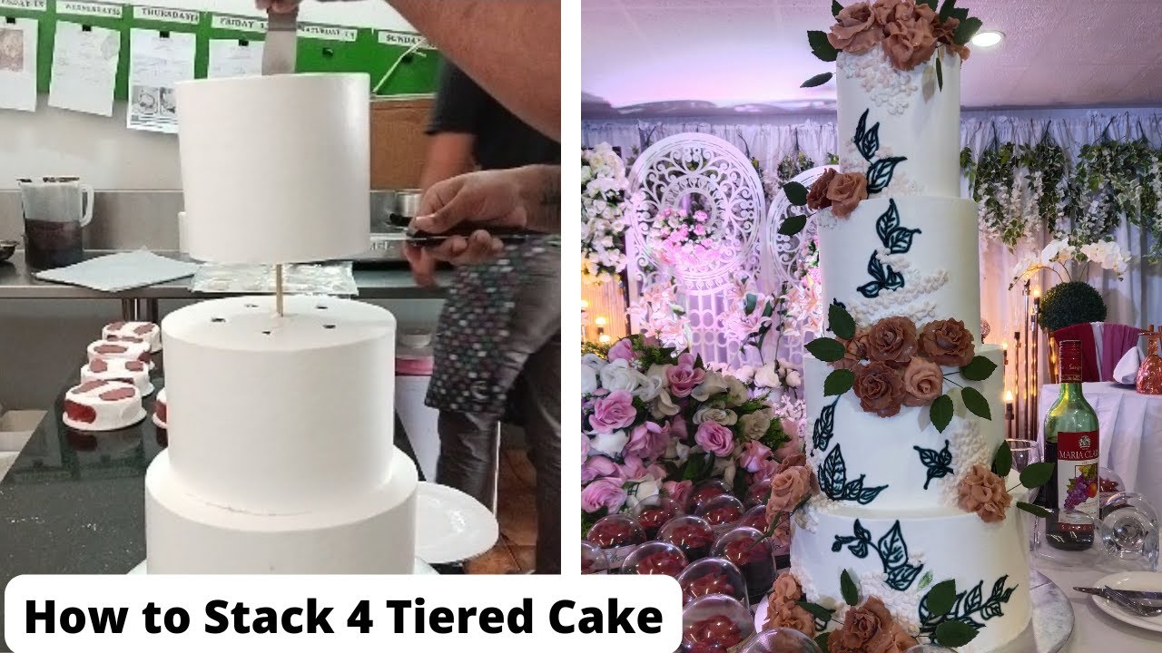 How to stack 4 tiered wedding cake,My way of stacking tiered cake ...