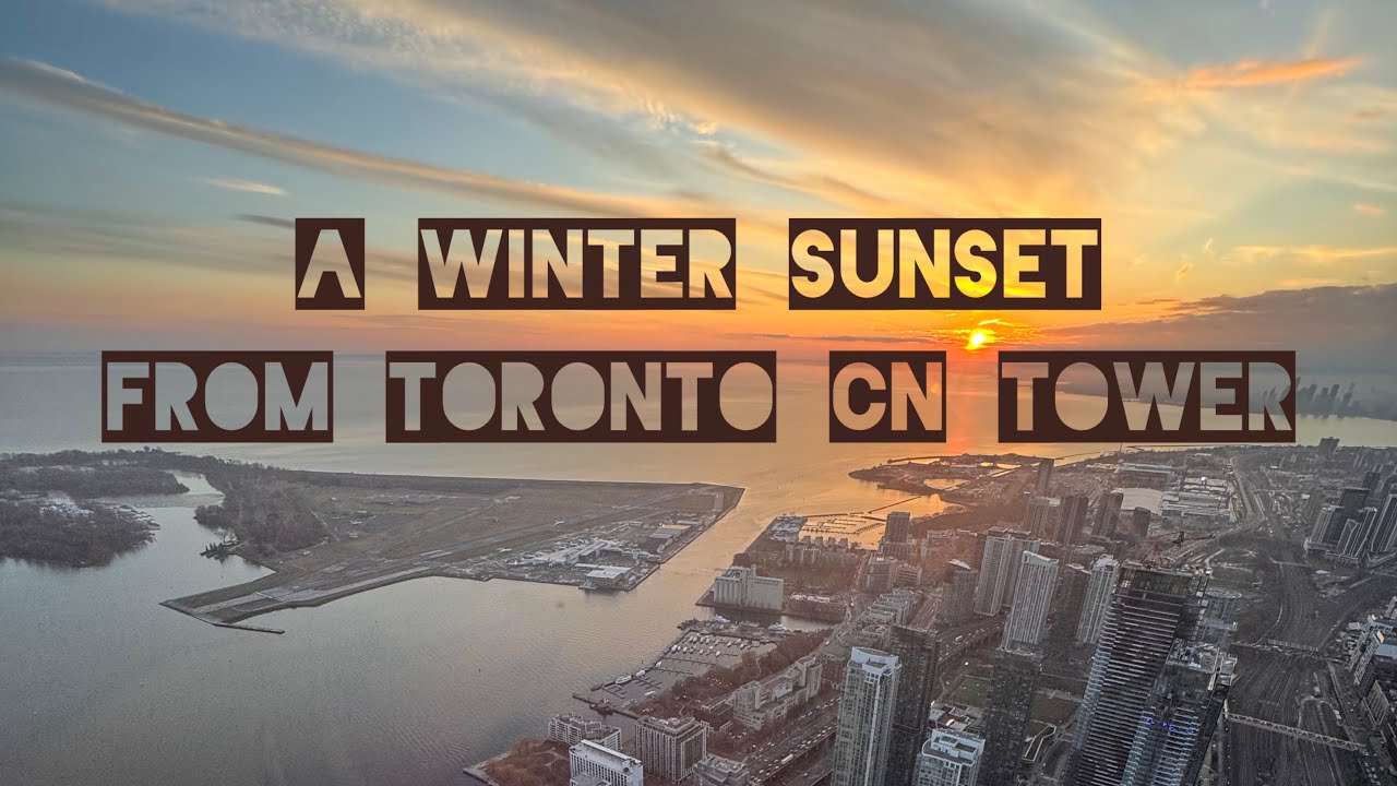 A winter sunset from Toronto CN Tower | 360° view - YouTube
