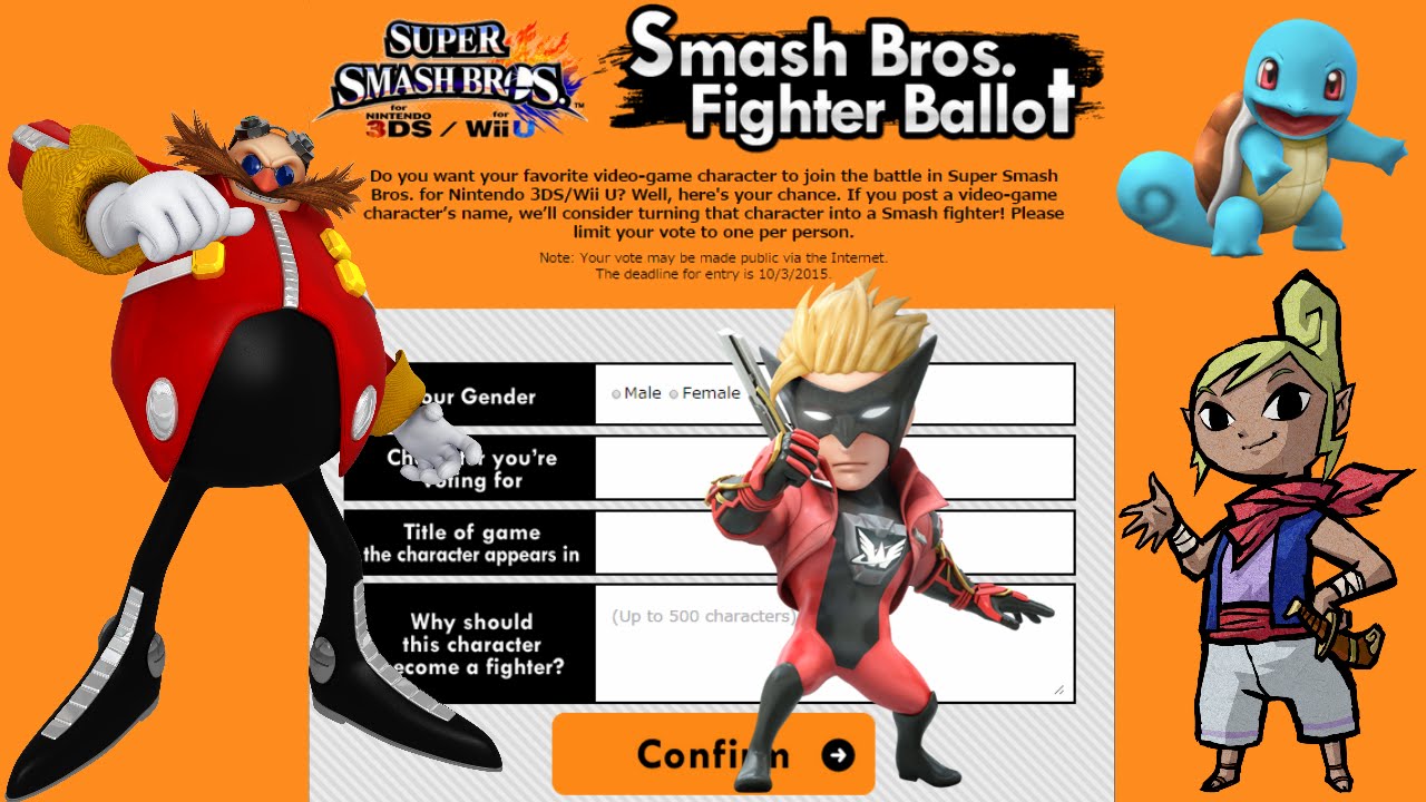 My Picks For Smash Bros. Fighter Ballot - YouTube