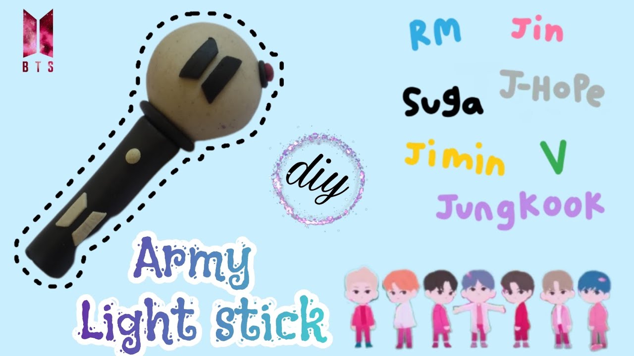 diy 💜BTS Army light stick 🔮made with clay - YouTube