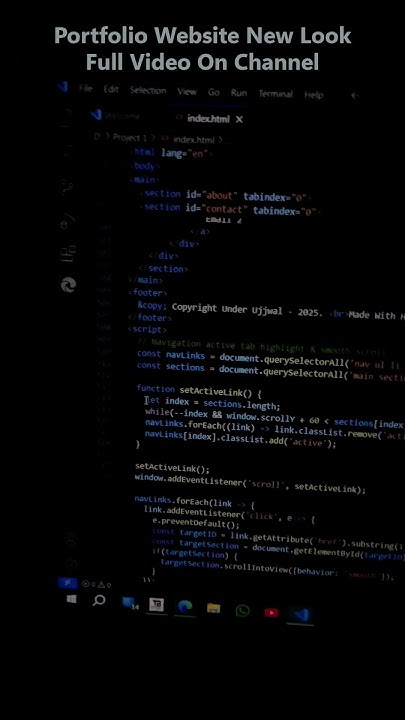 Portfolio Website HTML CSS JS | #html #shorts #coding #shortsfeed - YouTube