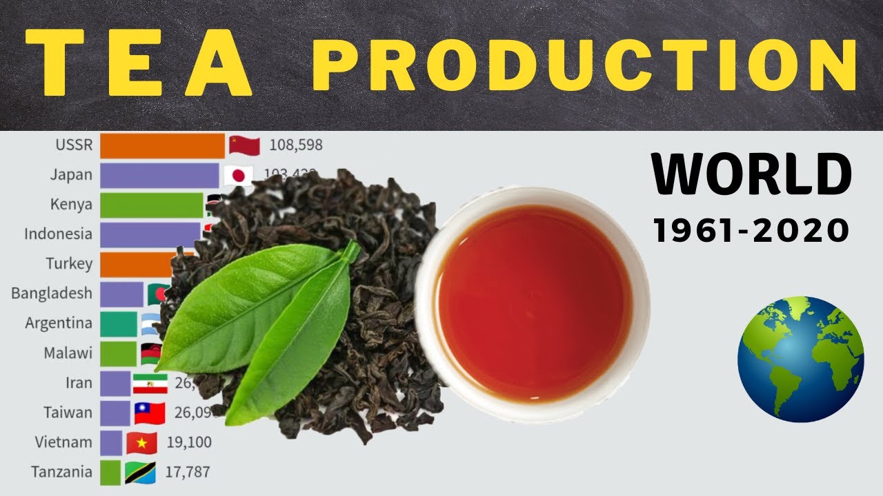 TEA Production In The World By Country | 1961-2020 - YouTube