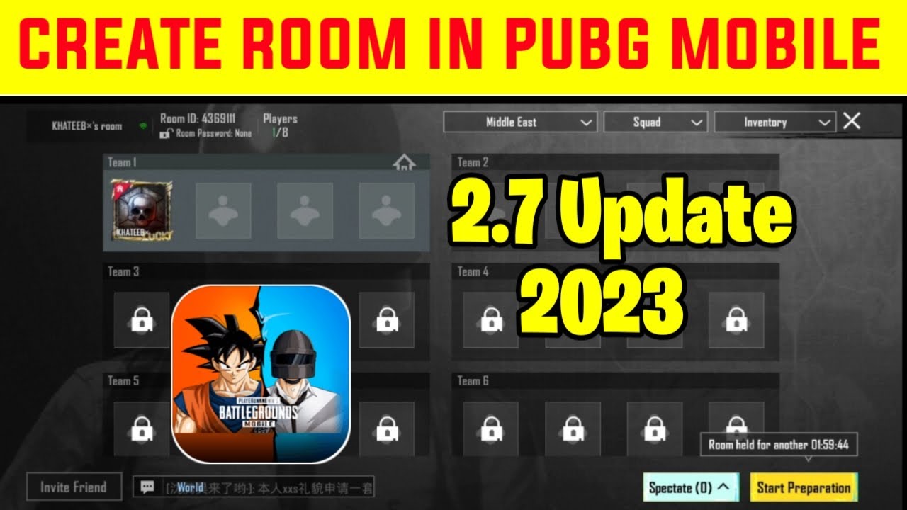 how to create room in pubg mobile 2.7 update || pubg new update me room ...