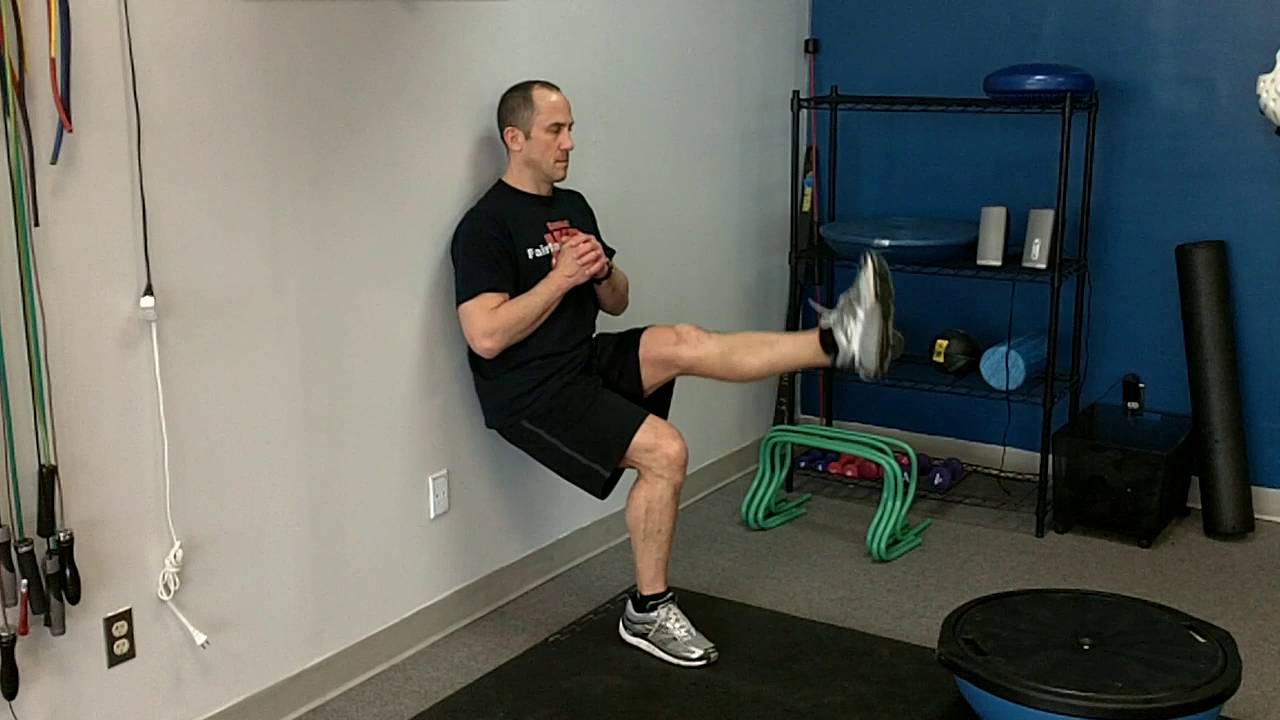 Wall Sit Alternating Legs - YouTube