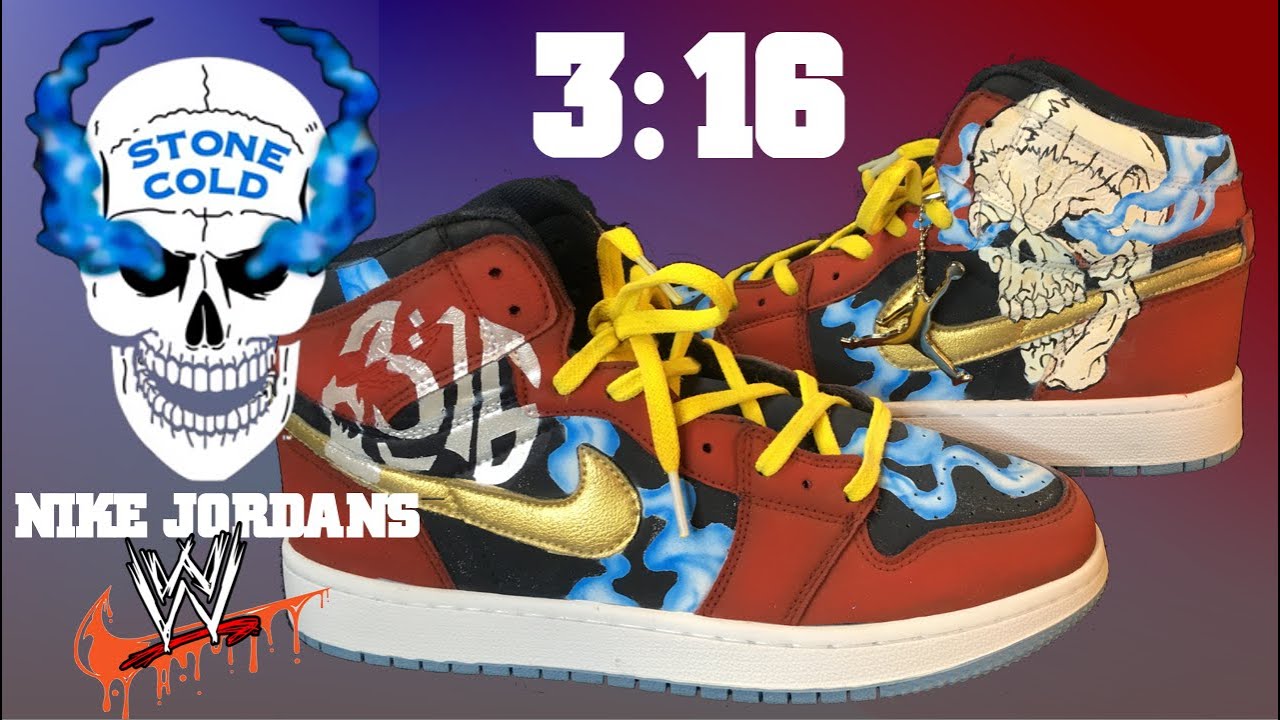 Steve Austin - Nike Jordan Custom - Stone cold custom shoes 3:16 WWE ...