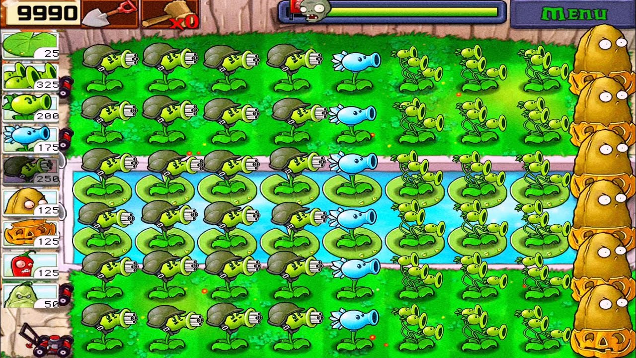 Plants vs Zombies | Gatling Pea + Three Pea against Zombies Full ...