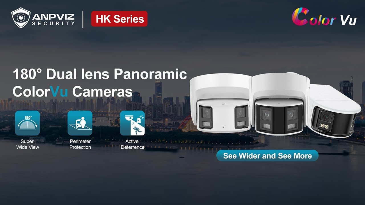 Anpviz 180° Panoramic IP Cameras with AcuSense MD2.0 Human/Vehicle Detection Active Deterrence ...