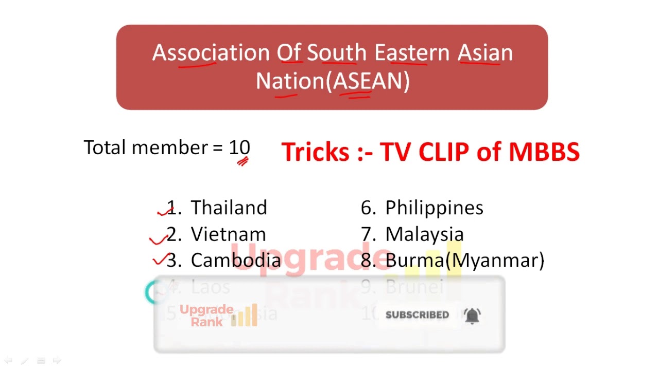 ASEAN countries Tricks | Association Of South Eastern Asian Nation ...