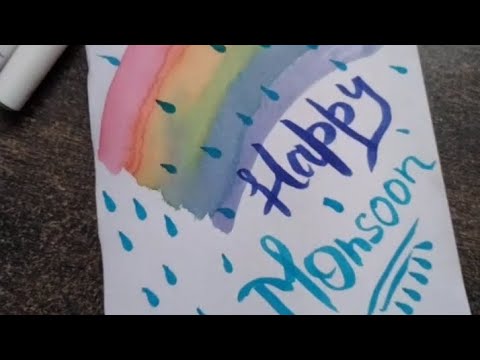 easy card making for beginners || Happy monsoon card || rainbow 🌈 card ...