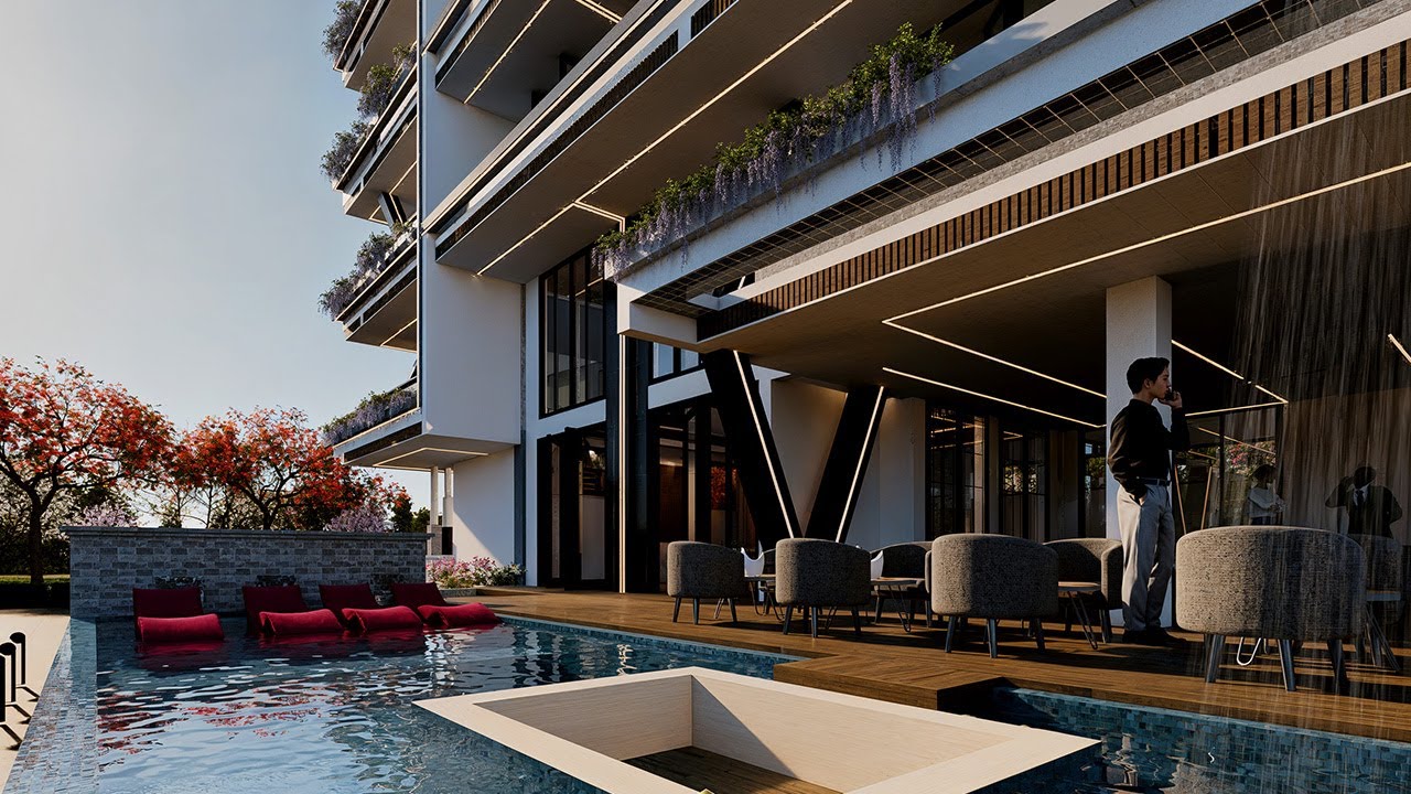 Modern Hotel Design with Attached Infinity Swimming Pool and Unique ...