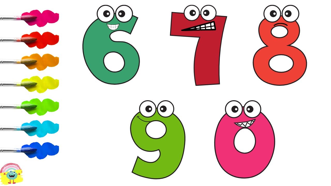Learn to draw and paint the numbers 6 to 0 - YouTube