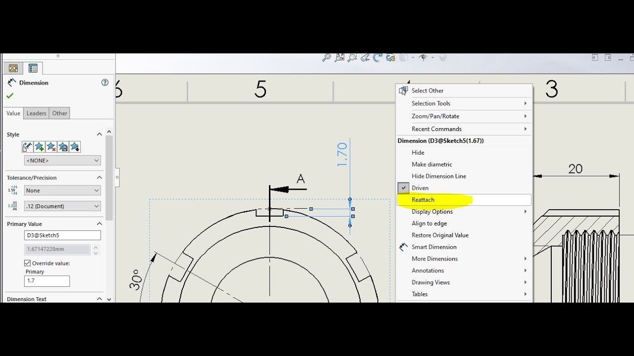 SolidWorks New Command 2024: How to Reattach Dangling Dimensions in 2D ...