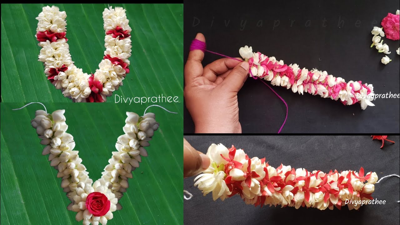 4 Different jasmine flower garlands for god/mallipoo garland/poomalai ...