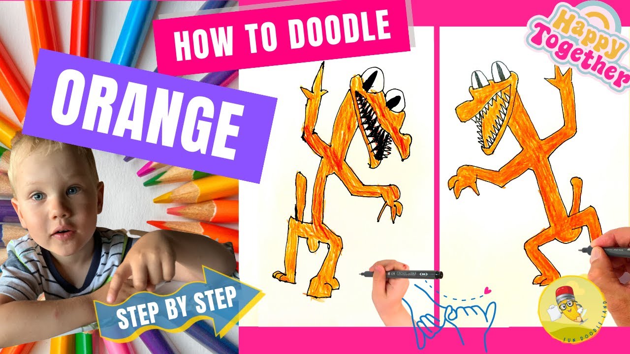 HOW TO DRAW RAINBOW FRIENDS ORANGE / together 2x1 / cute and funny ...