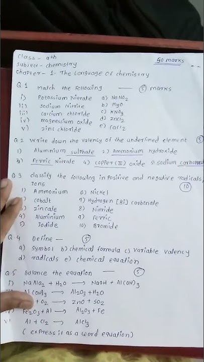 Class 9th, icse board, chemistry, chapter : The language of chemistry ...