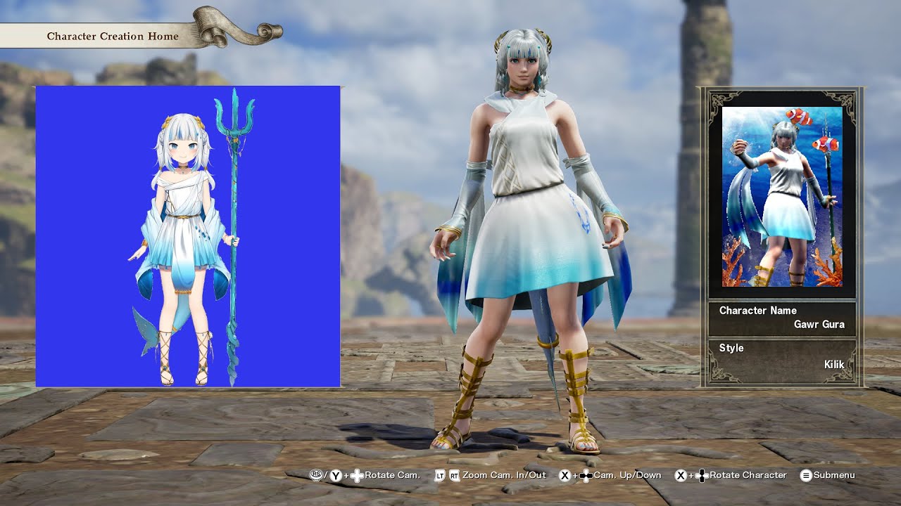 SoulCalibur 6; Gawr Gura (Atlantean) custom character video guide by ...
