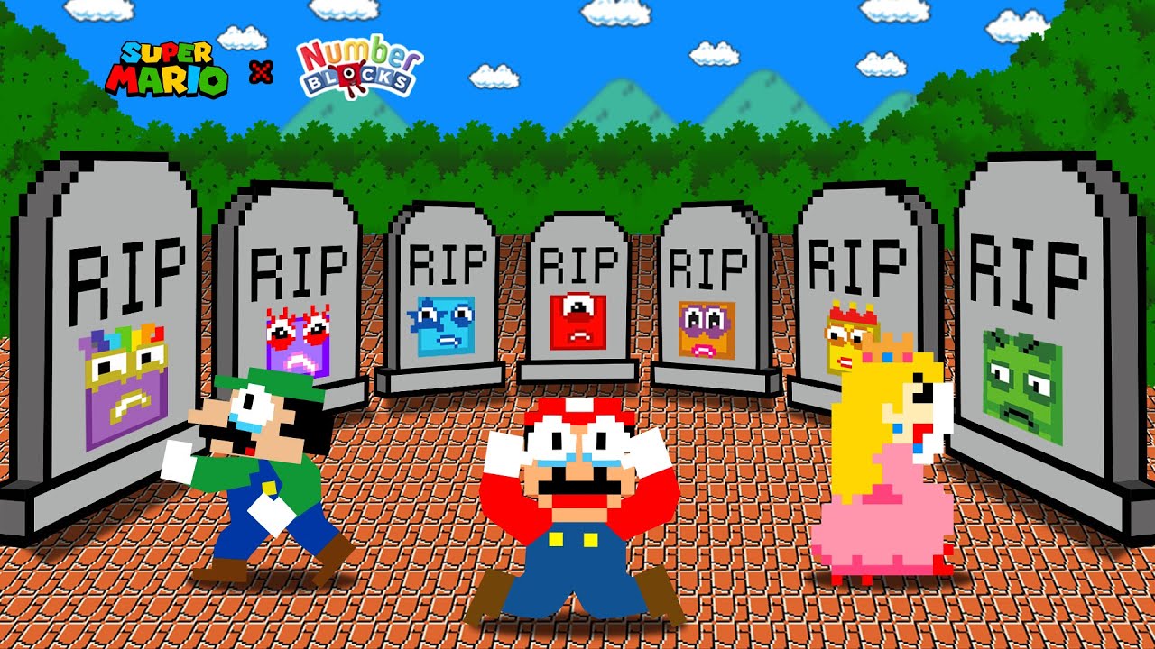 R.I.P All Numberblocks mix level : Mario, Luigi and Peach very sad ...
