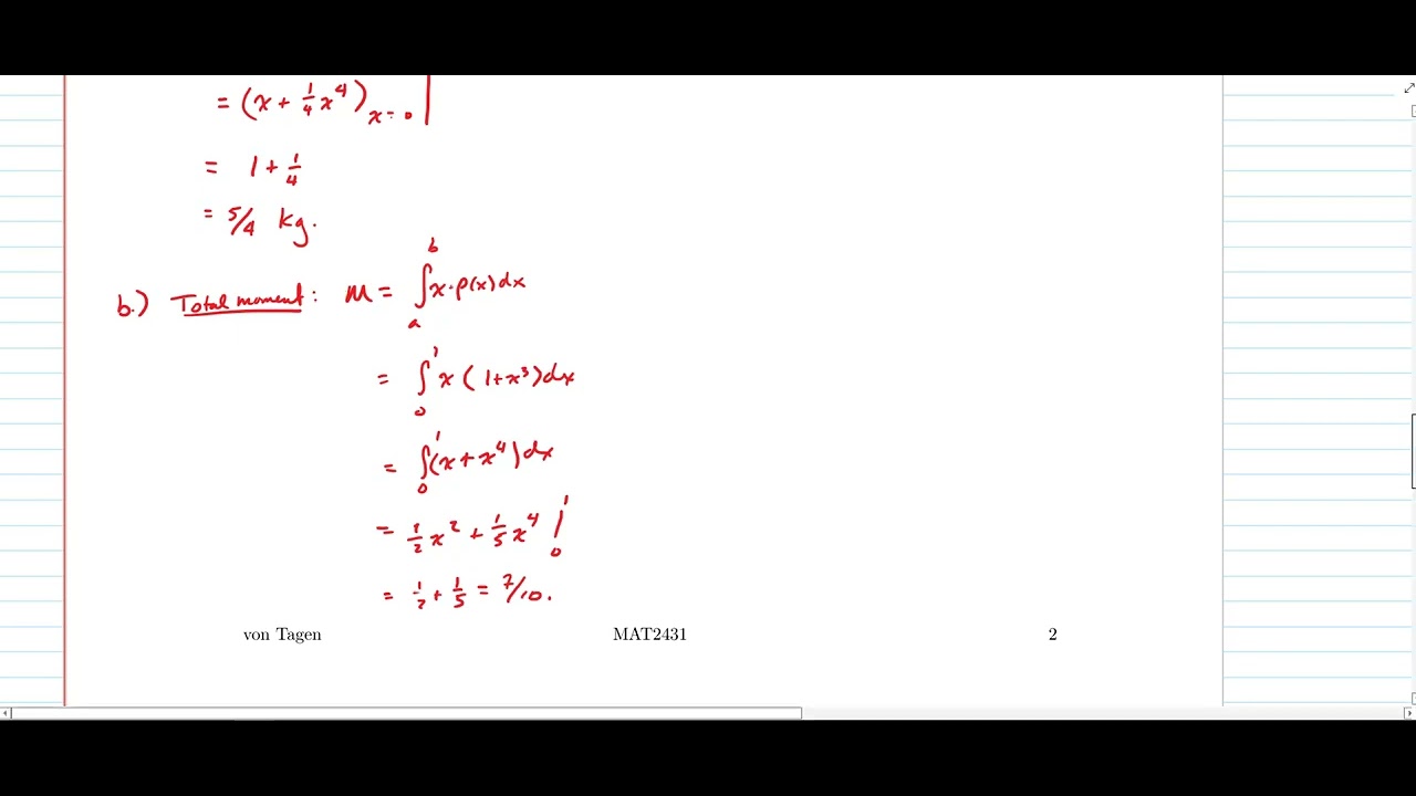 Example: Find the Center of Mass of Non Uniform Rod - YouTube