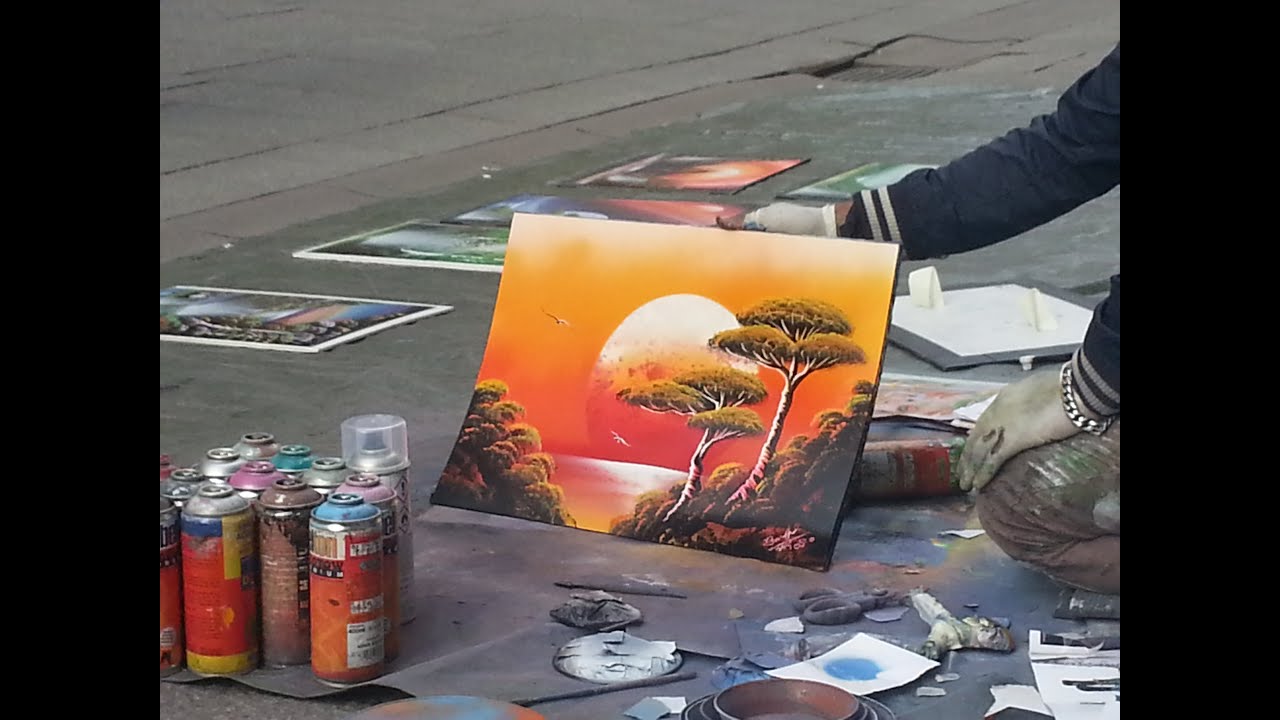 Amazing spray paint art - nature, autumn - made by street artist - YouTube