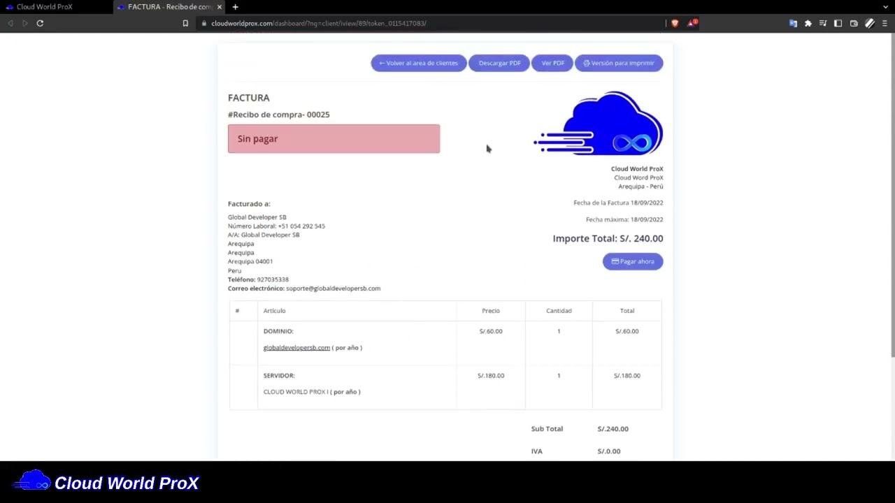 Ver servicios y pagos | Cloud World ProX | - YouTube