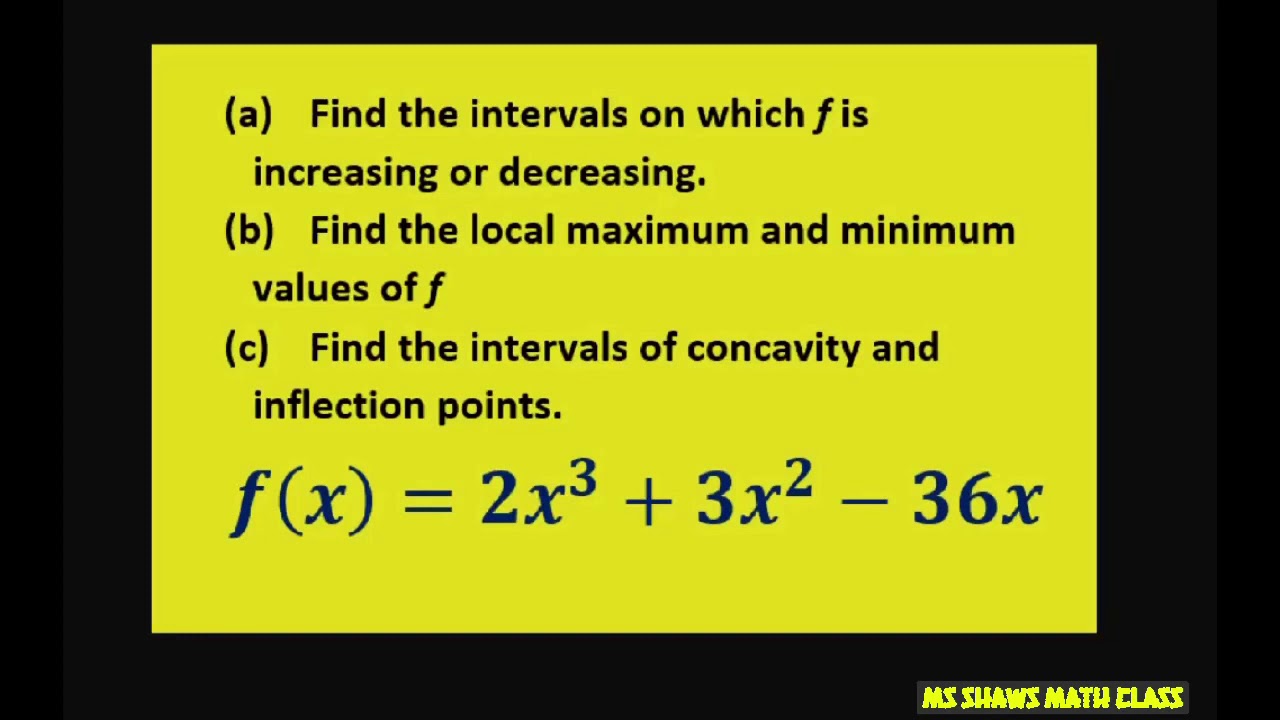 Find Intervals Of Concavity Inflection Points Local Max Min For F x