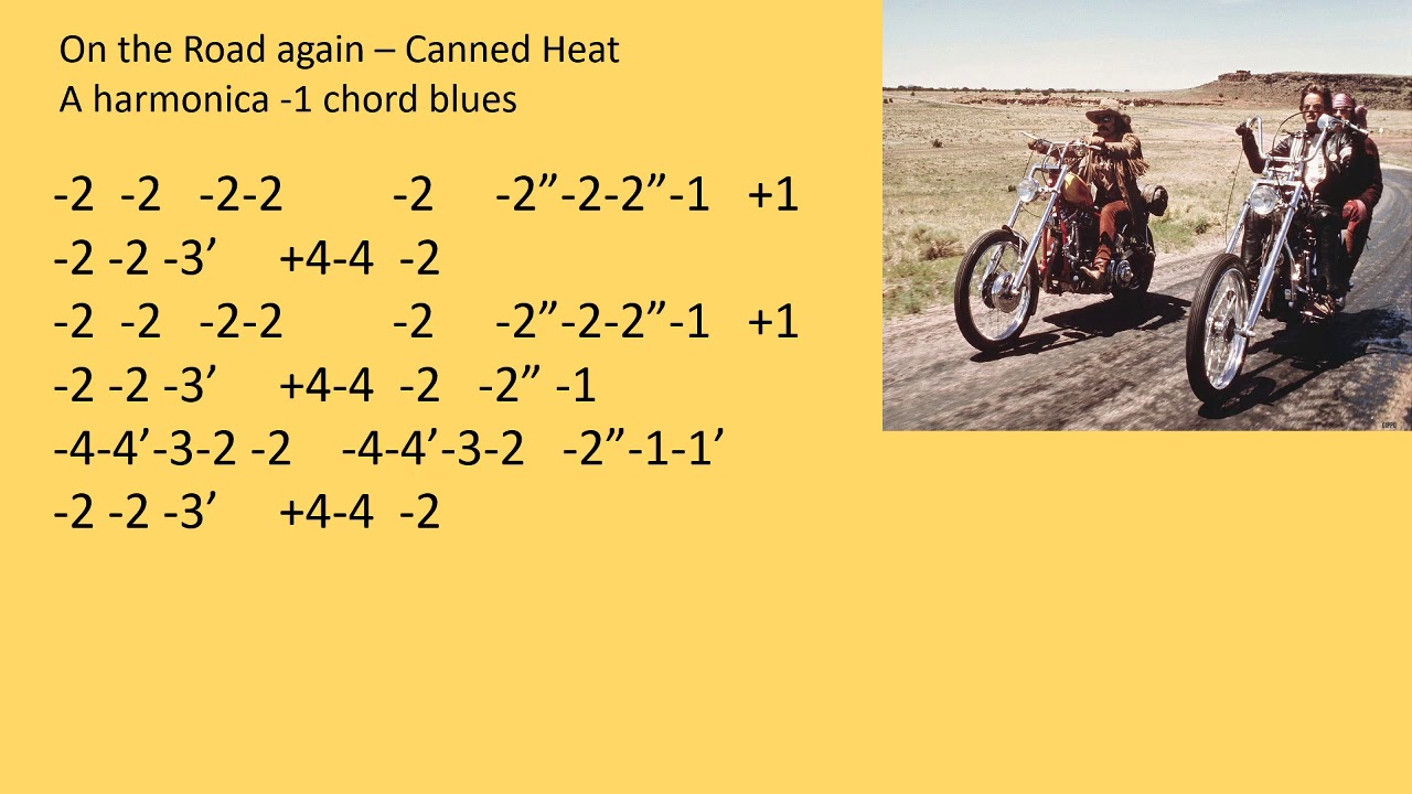 practice : On the Road again – Canned Heat - A harmonica TAB - YouTube