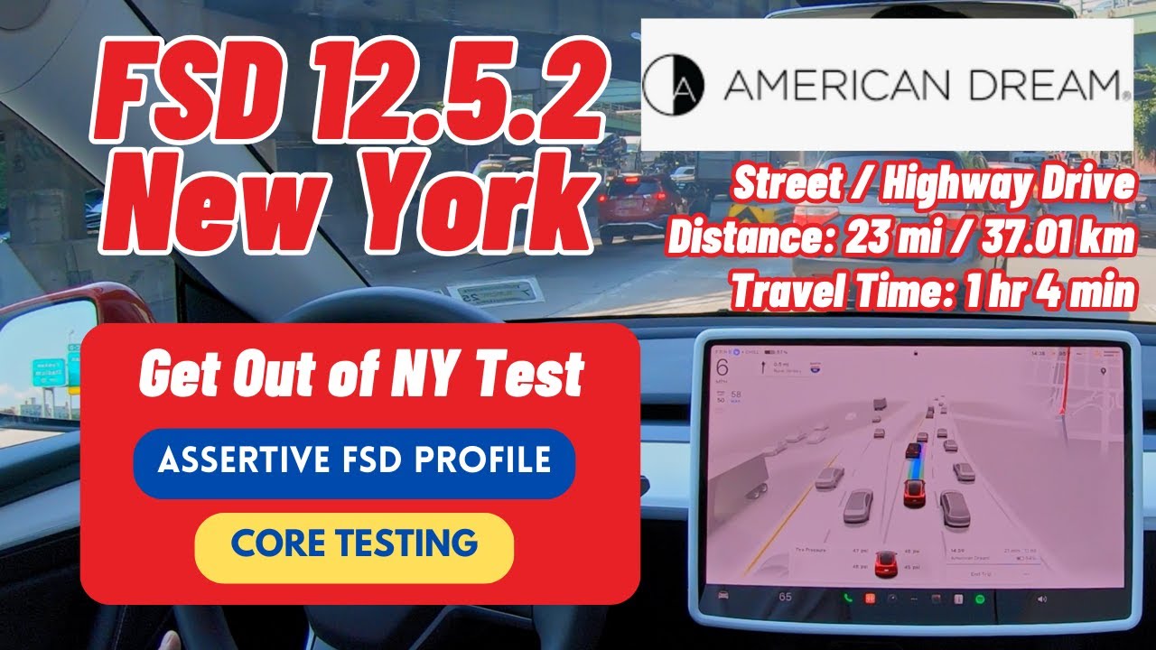 Tesla FSD Supervised v12.5.2 Get Out of NY (American Dream Mall ...