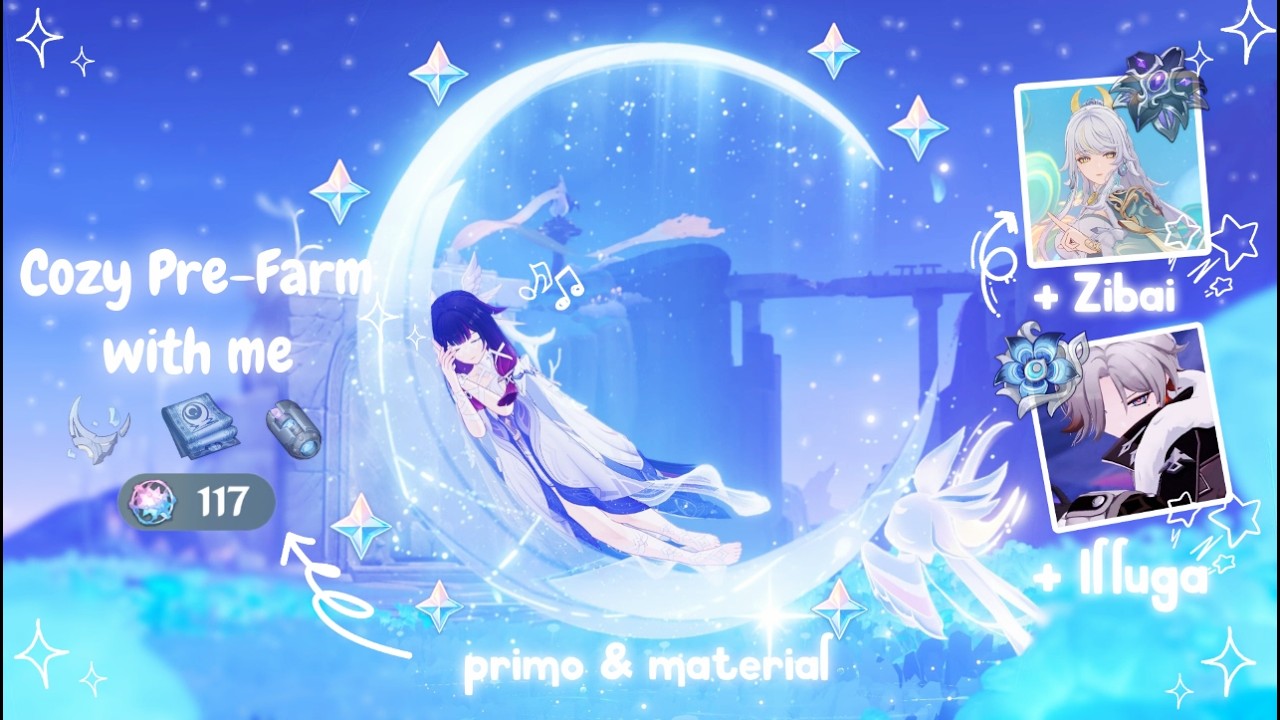 pre-farm columbina, zibai and illuga with me 🕊️ ོ₊ ♘⊹𓍙 primogems ...