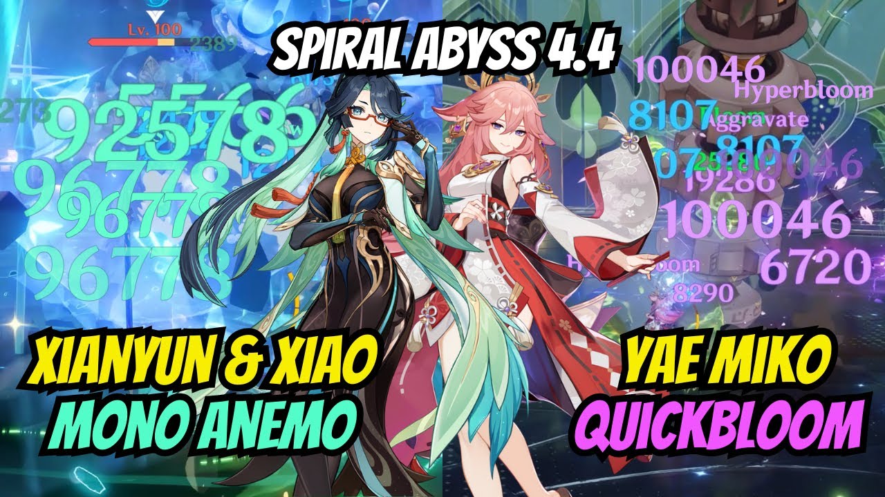 Xianyun Xiao Mono Anemo and Yae Miko Quick Bloom Spiral Abyss 4.4 Genshin Impact - YouTube