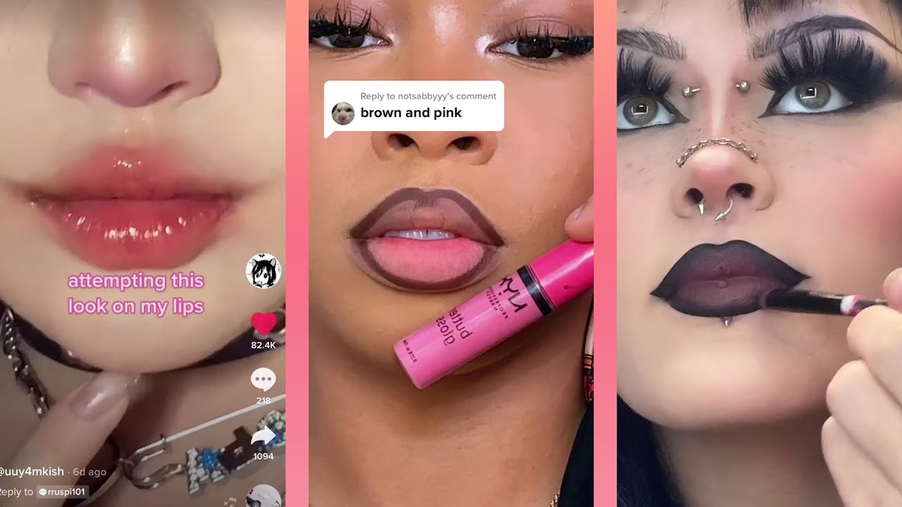 Viral lip tutorial makeup tiktok compilation - YouTube