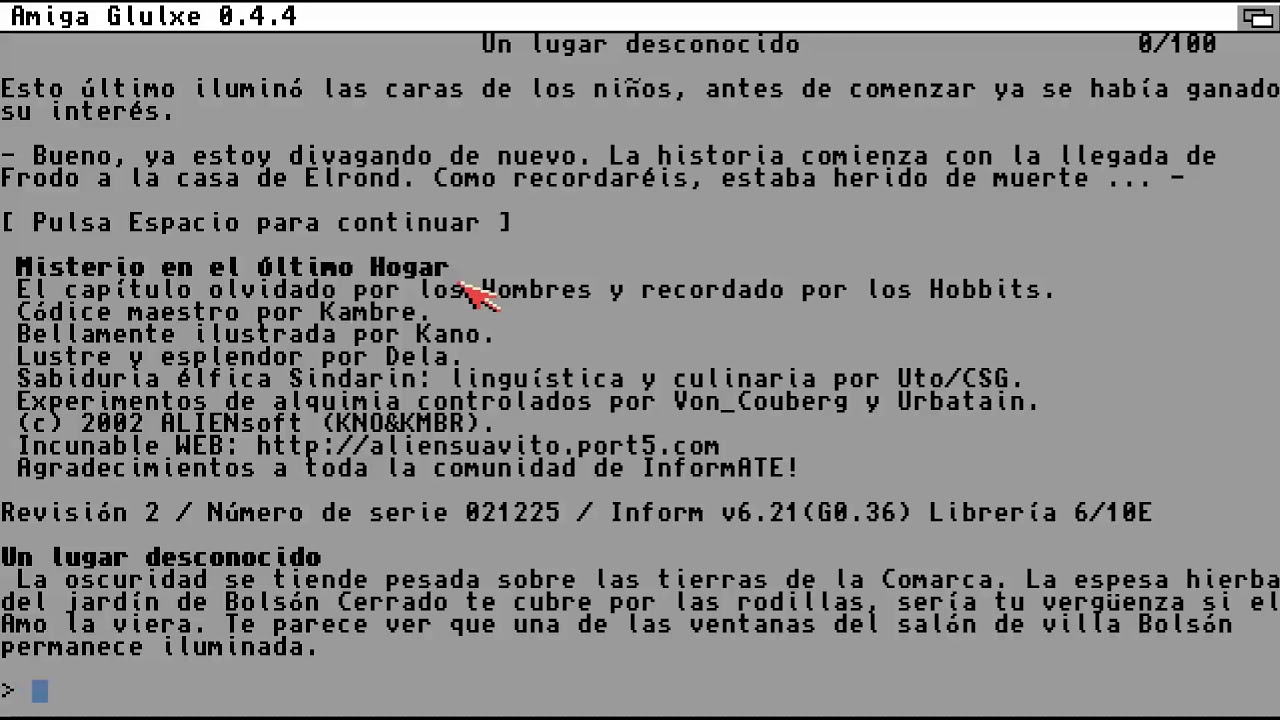 AMIGA MISTERIO EN EL ULTIMO HOGAR SPANISH GLULX TEXT ADVENTURE GLULXE ...