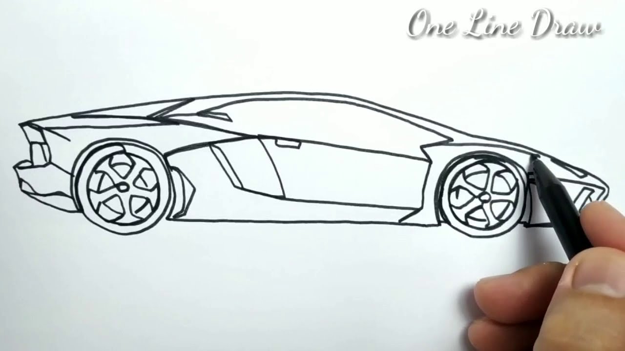 VERY EASY , one line drawing car / drawing by one line / how to draw in ...