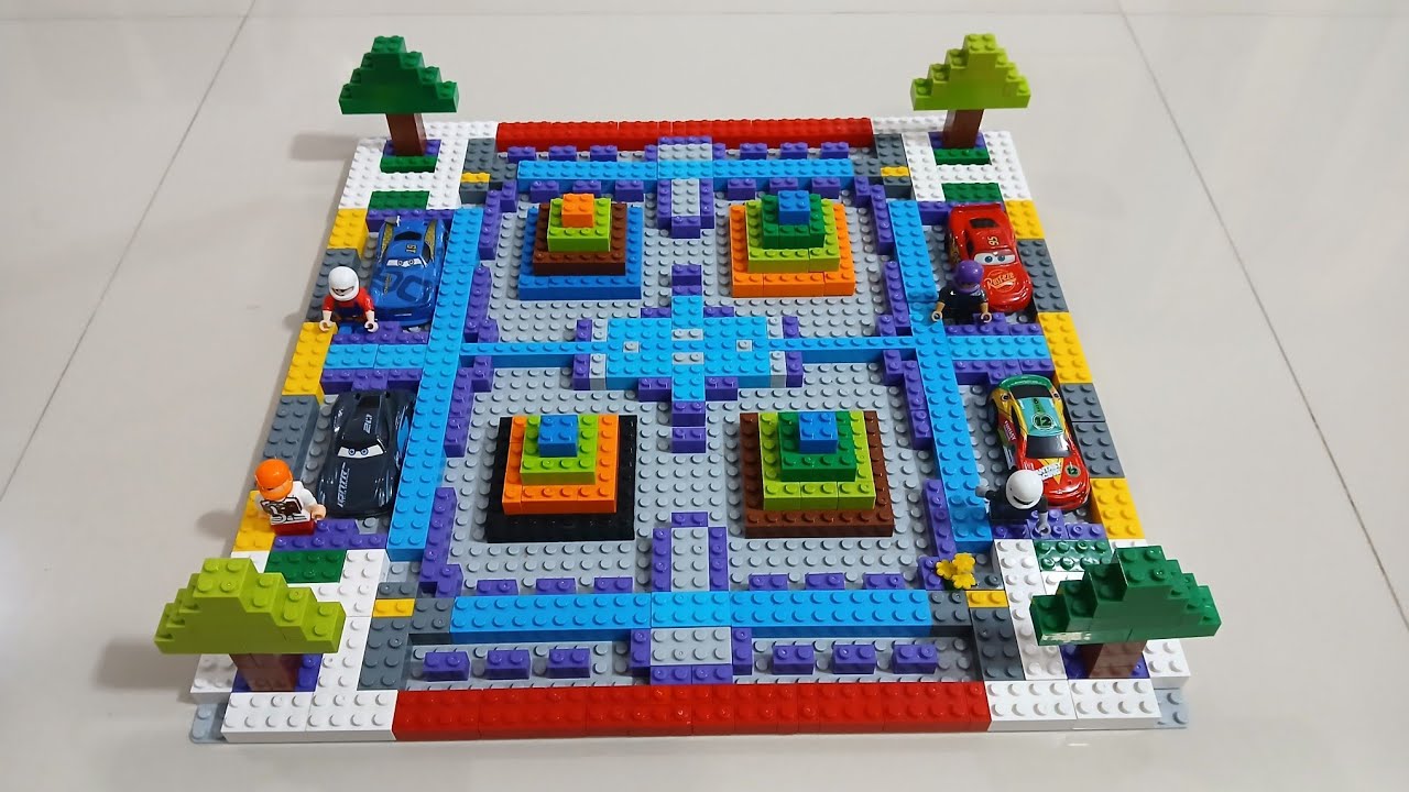 LEGO Adventure Park with Racing Cars and Colorful Maze | Creative LEGO ...