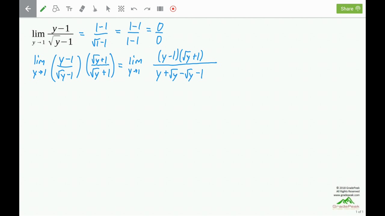 GradePeak Calculus 1 Zero Over Zero Indeterminate Form Limit 5 02 - YouTube
