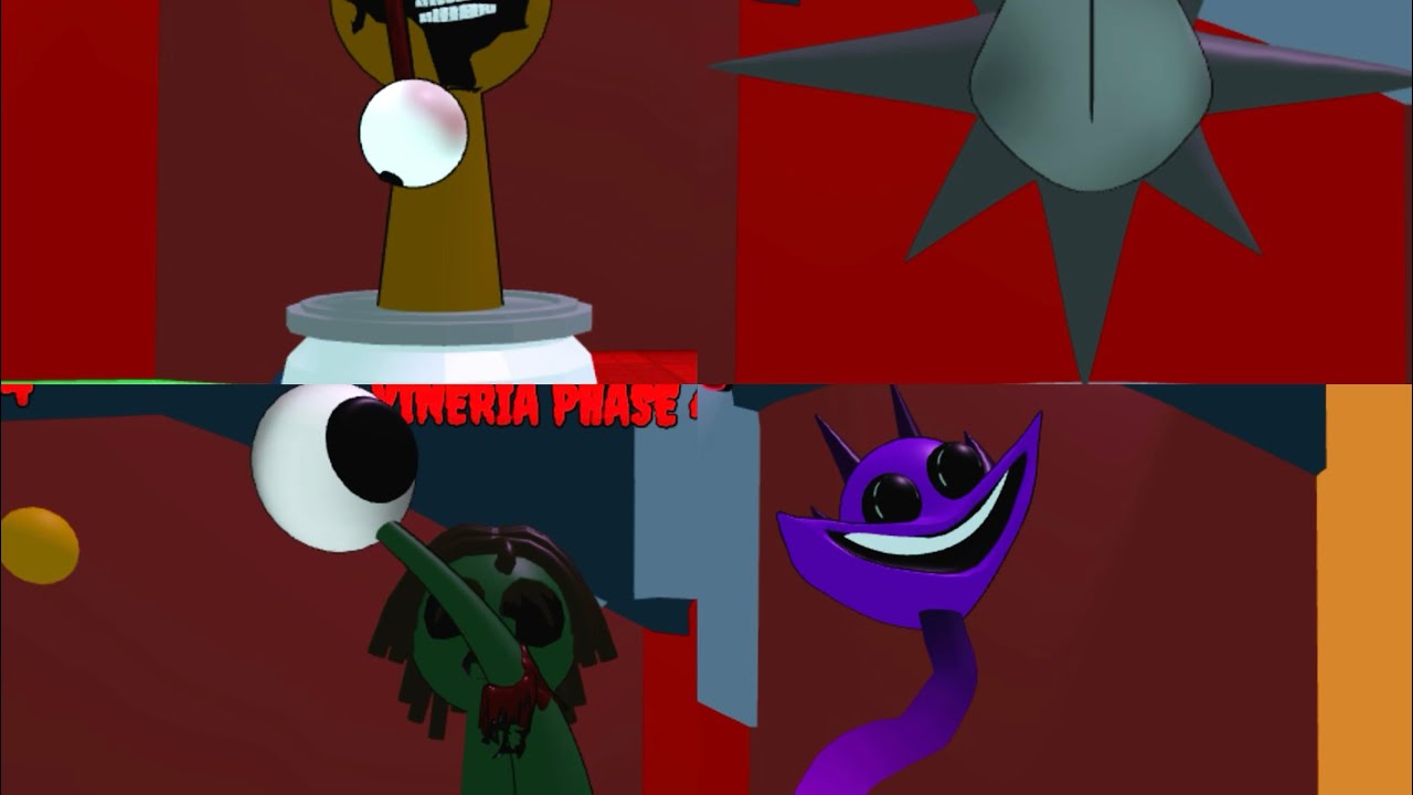 3D Sprunki Sim Oren phase 4,Vineria phase 4,Mr. Sun phase 4 and Durple ...