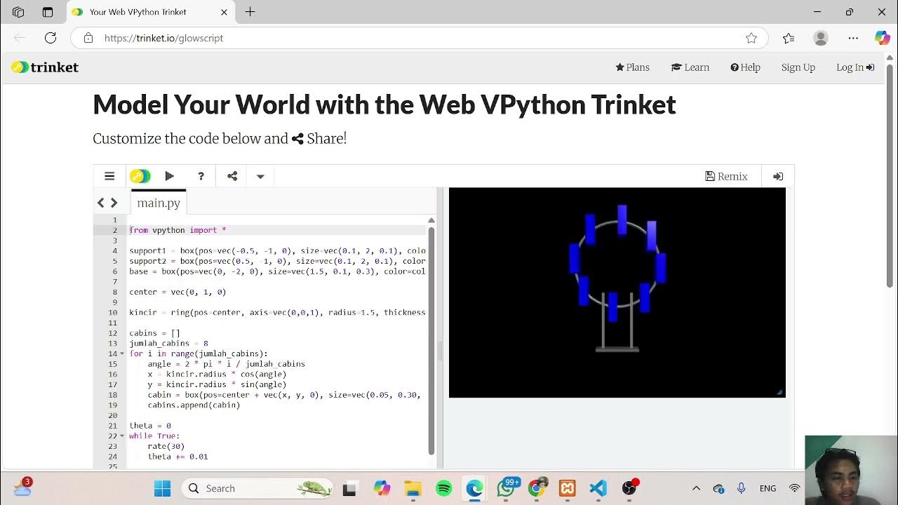 Pembuatan animasi 3D Bianglala menggunakan VPython sederhana - YouTube